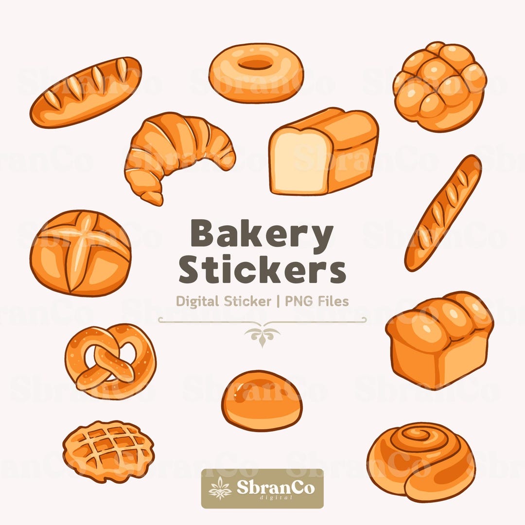Cute Bakery Stickers | Bread Aesthetic Sticker Pack | Kawaii Bread ...