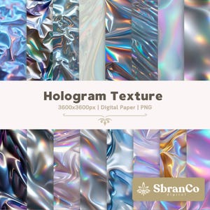 Holographic Texture Digital Paper | 16 Iridescent Foil Background ...