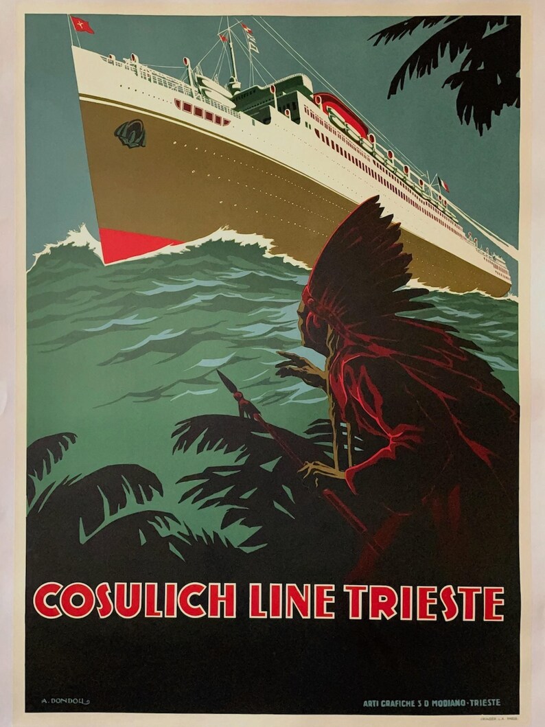 Cosulich Line, Vintage Advertising Poster, Original Lithograph, A ...