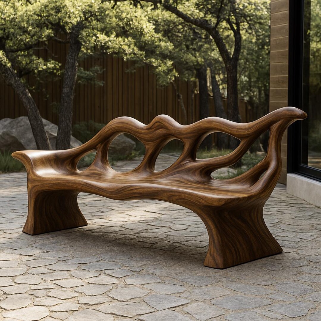 Handcrafted Solid Wood Branch Bench With Organic Flowing Form ...