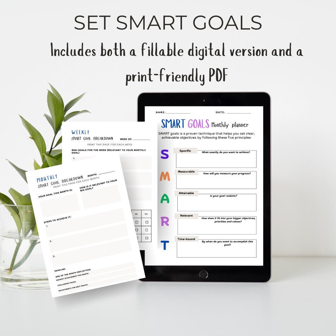 Smart Goals Planner | Printable & Fillable Goal Setting Template ...