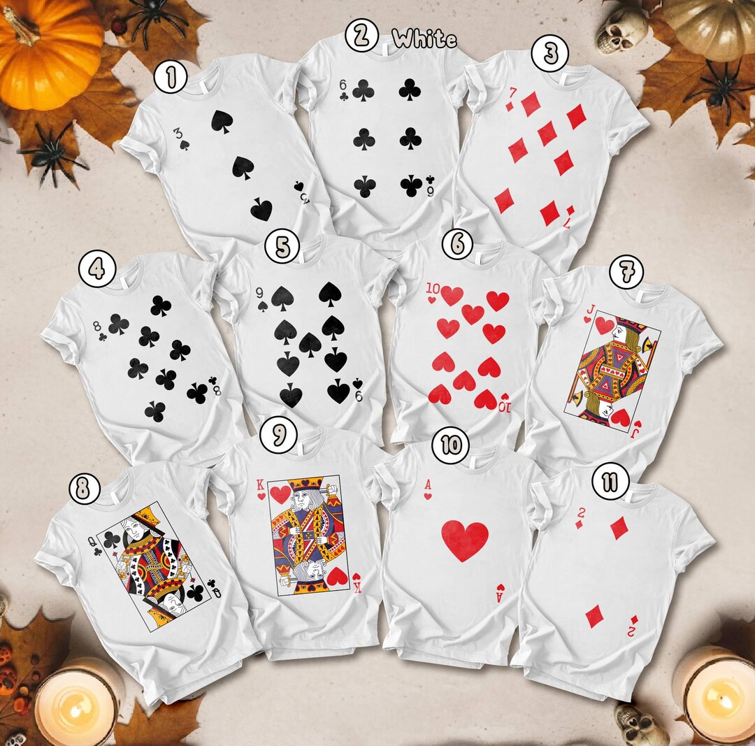 Playing Card Deck Halloween Costume Tee, Poker Cards, White Playing ...