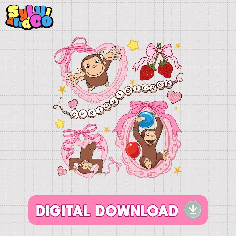 Curious George Decor Pink - Etsy