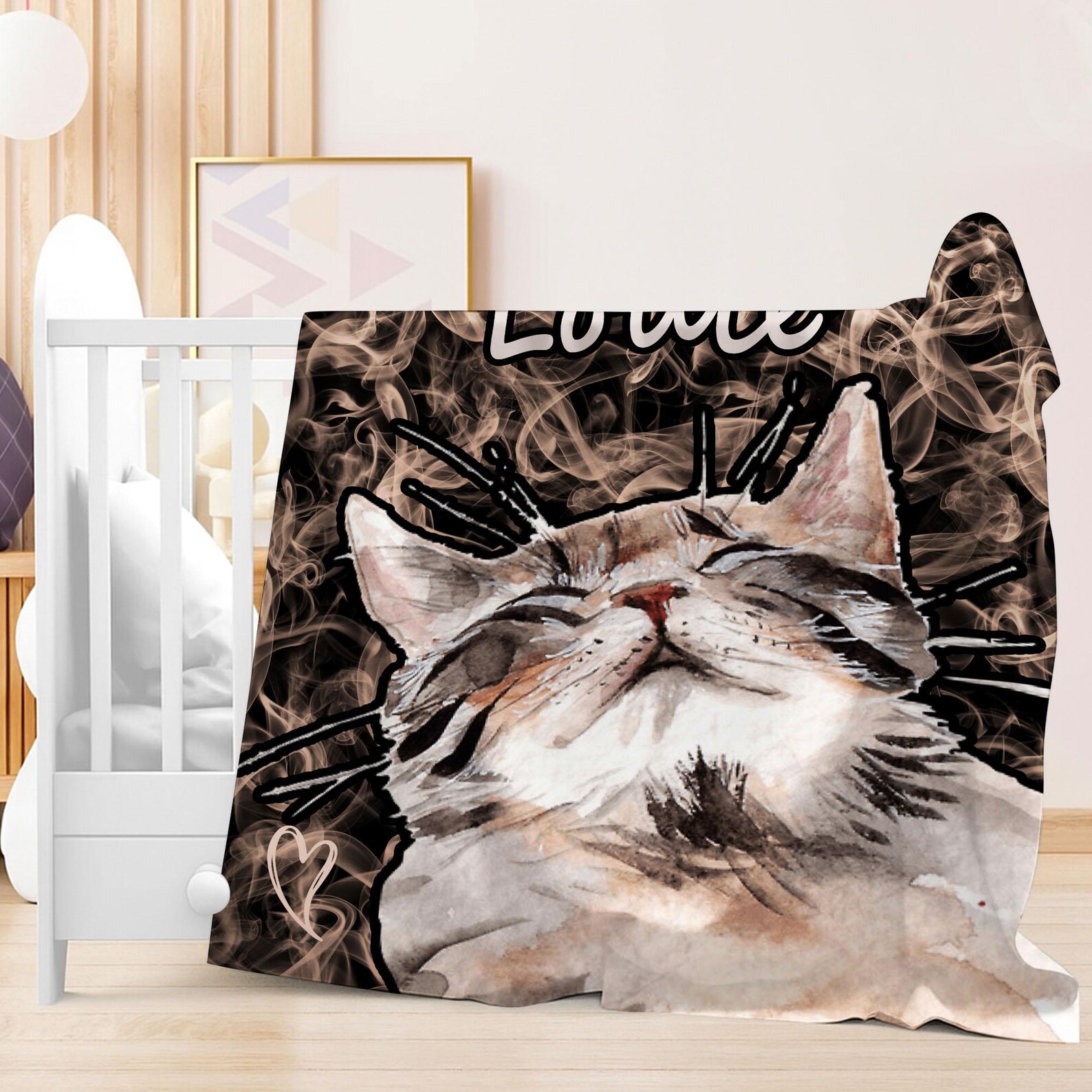 Personalized Cat Face Blankets, Custom Cat Painting Blanket ...