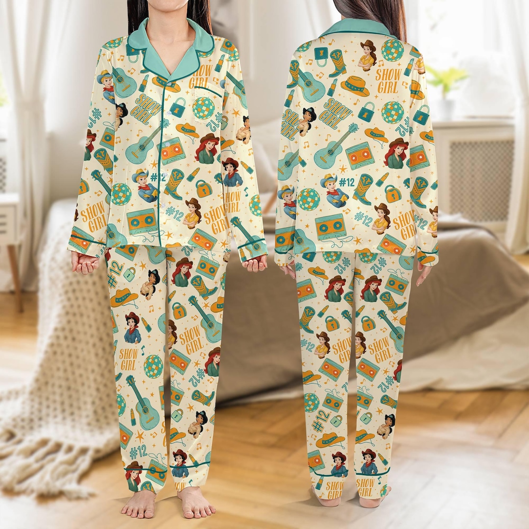 Disneyprincess Showgirl Satin Pajamas Set, Disneyland Princess Movie ...