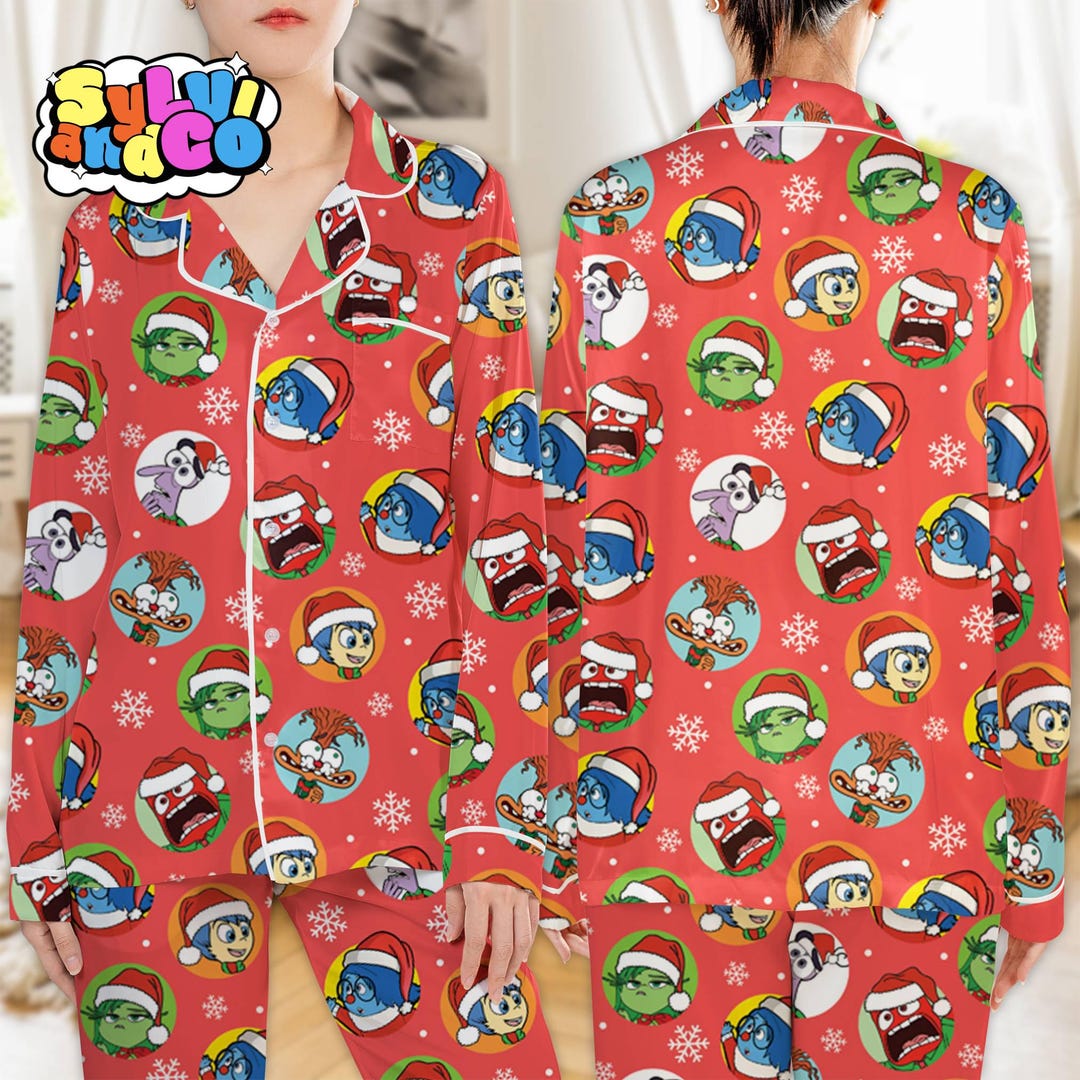 Inside Out Christmas Pajamas Set Inside Out Movie Holiday Pajamas Anger ...