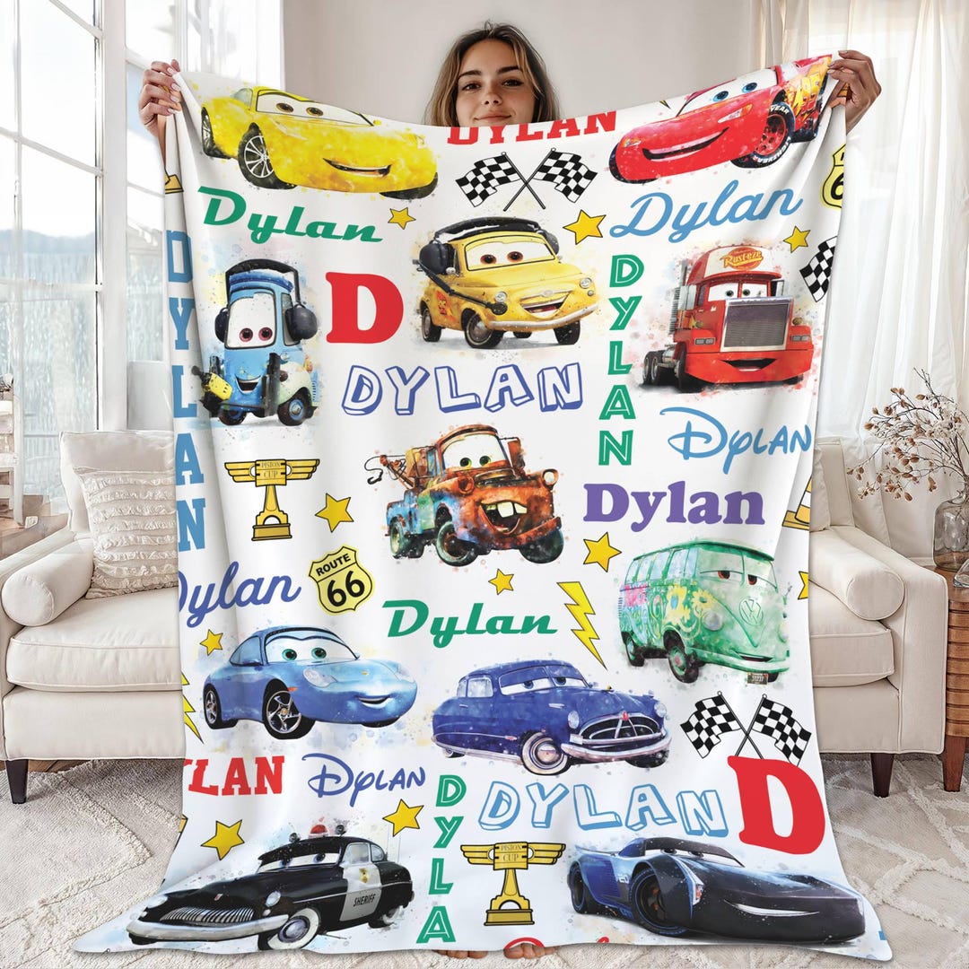 Personalized Disneyland Cars Blanket, Custom Name Pixar Cars Blanket ...