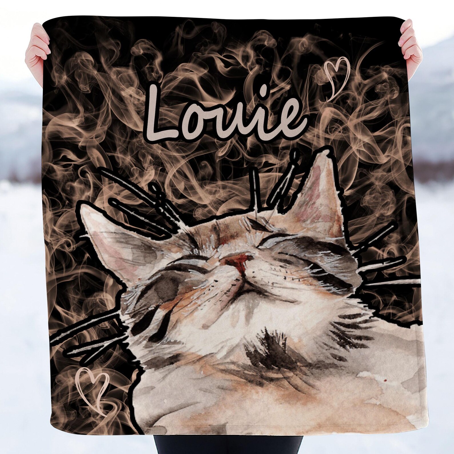 Personalized Cat Face Blankets, Custom Cat Painting Blanket ...