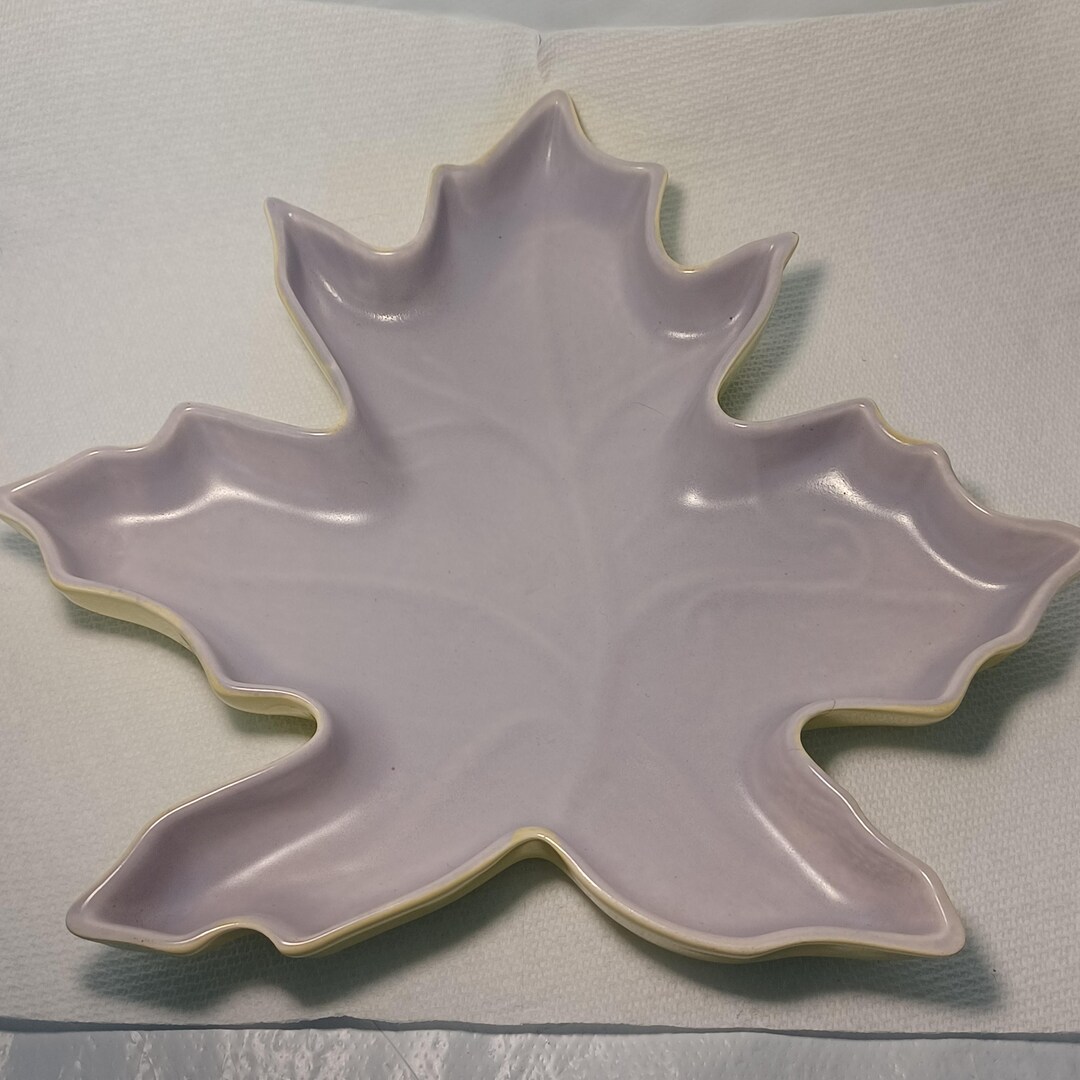 MCM Red Wing Pottery Tray # 1387 Chartreuse & Gray-lilac Maple Leaf 10 ...