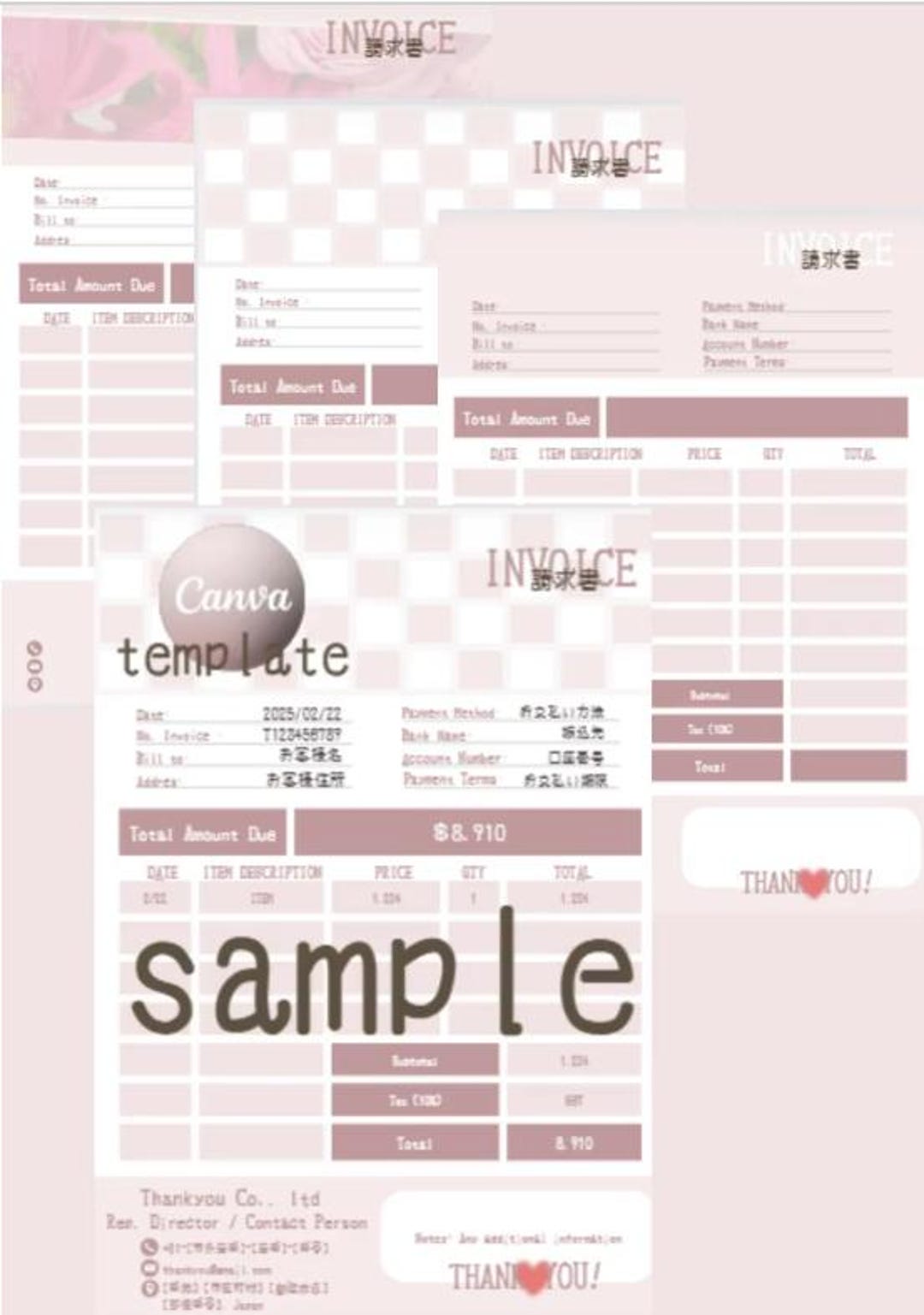 Canva Invoice Design Template - Etsy
