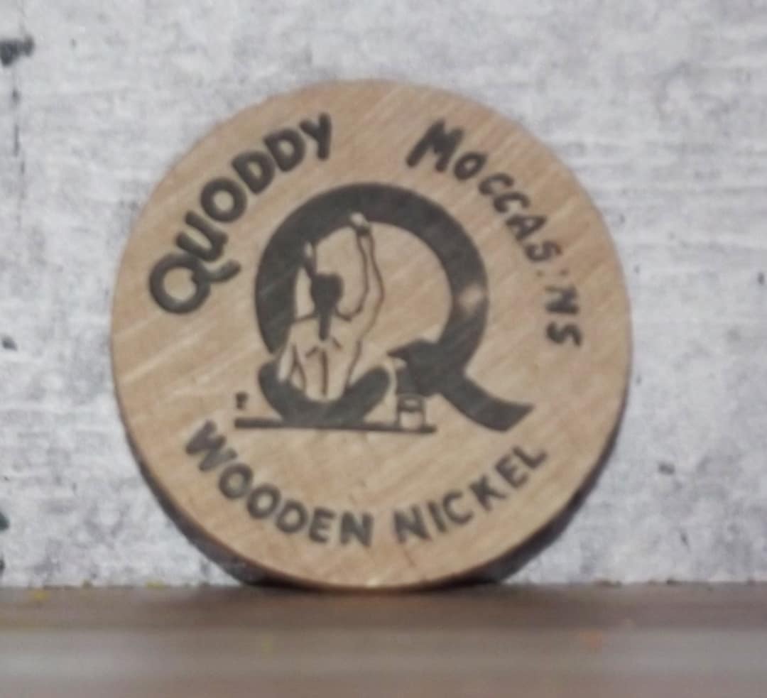 1970s Quoddy Moccasins Wooden Nickel ~ the Merc Department Store Baker ...