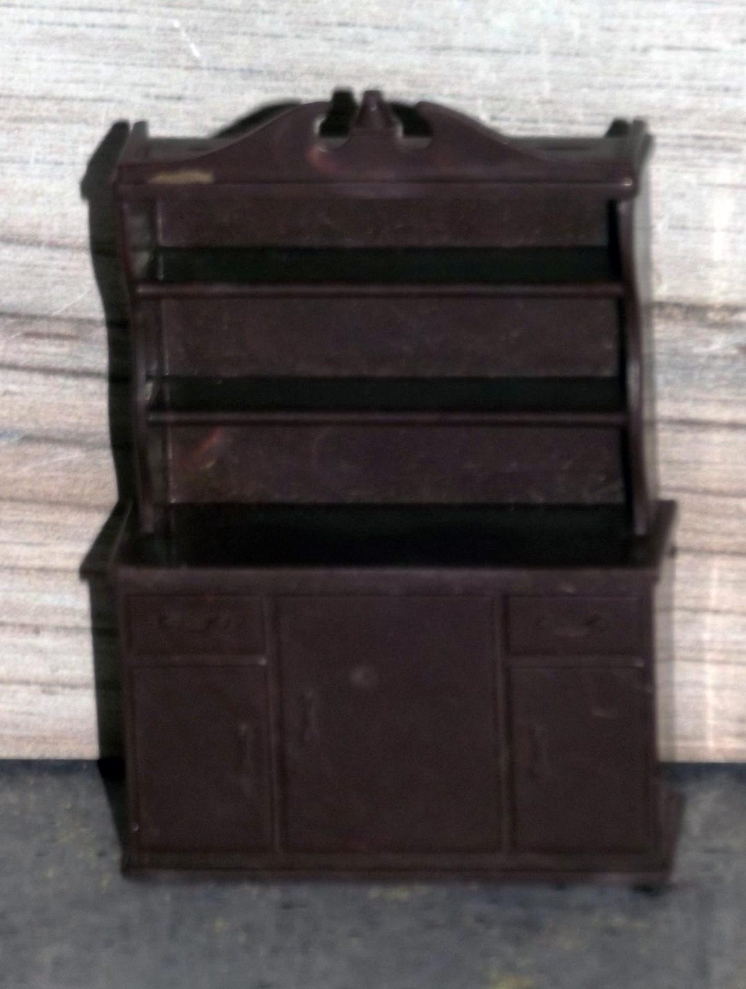 Vintage Marx China Cabinet Brown Plastic Dollhouse Miniature Furniture ...
