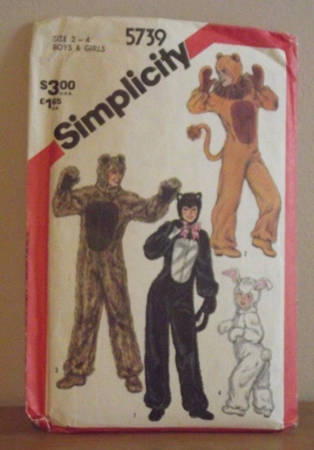 Simplicity Sewing Pattern 5739 Child Cat Lion Rabbit Bear Costumes Size ...