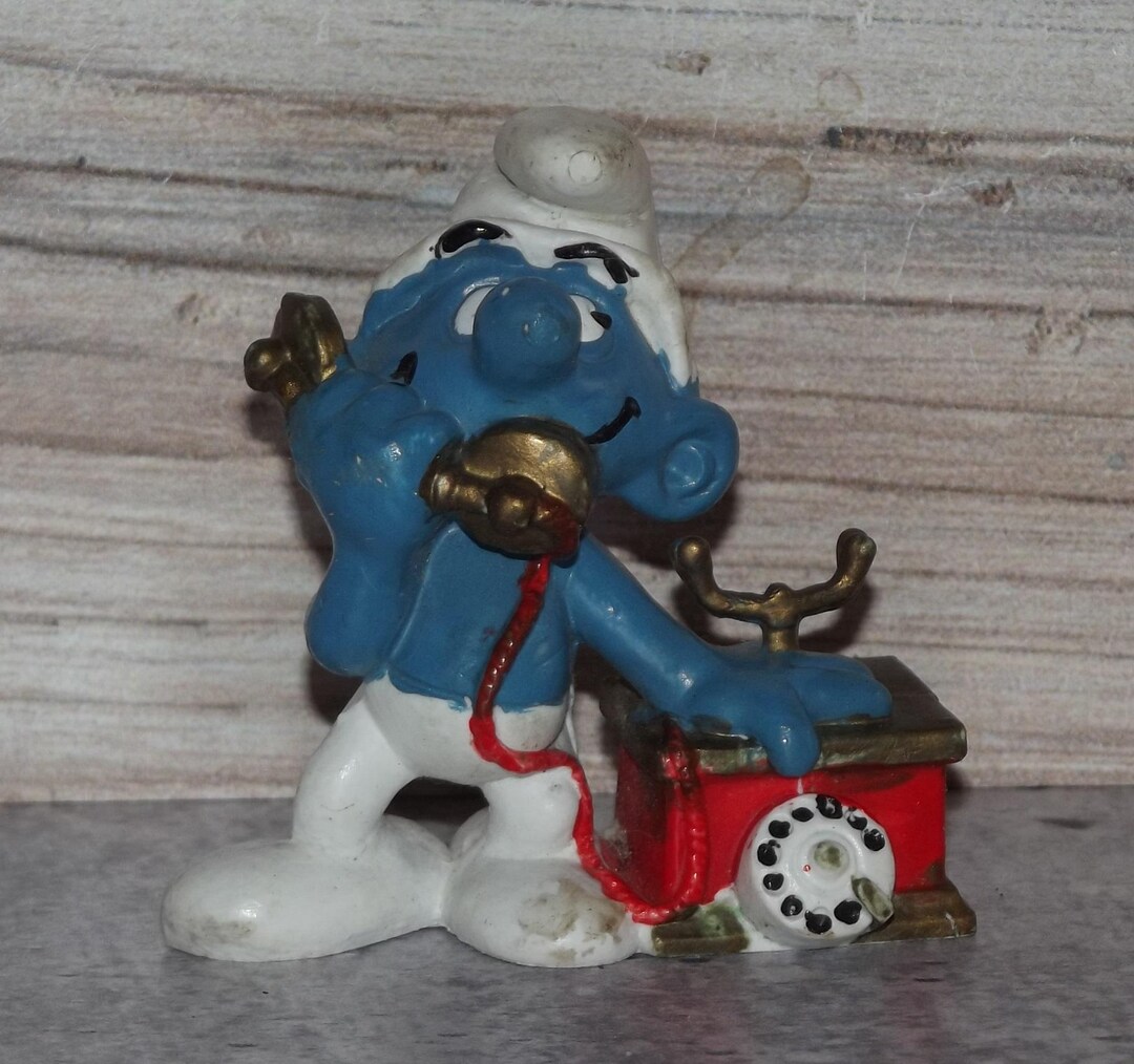 Smurfs Telephone Phone Smurf 20062 PVC Figure Vintage 80s Toy W. Berrie ...