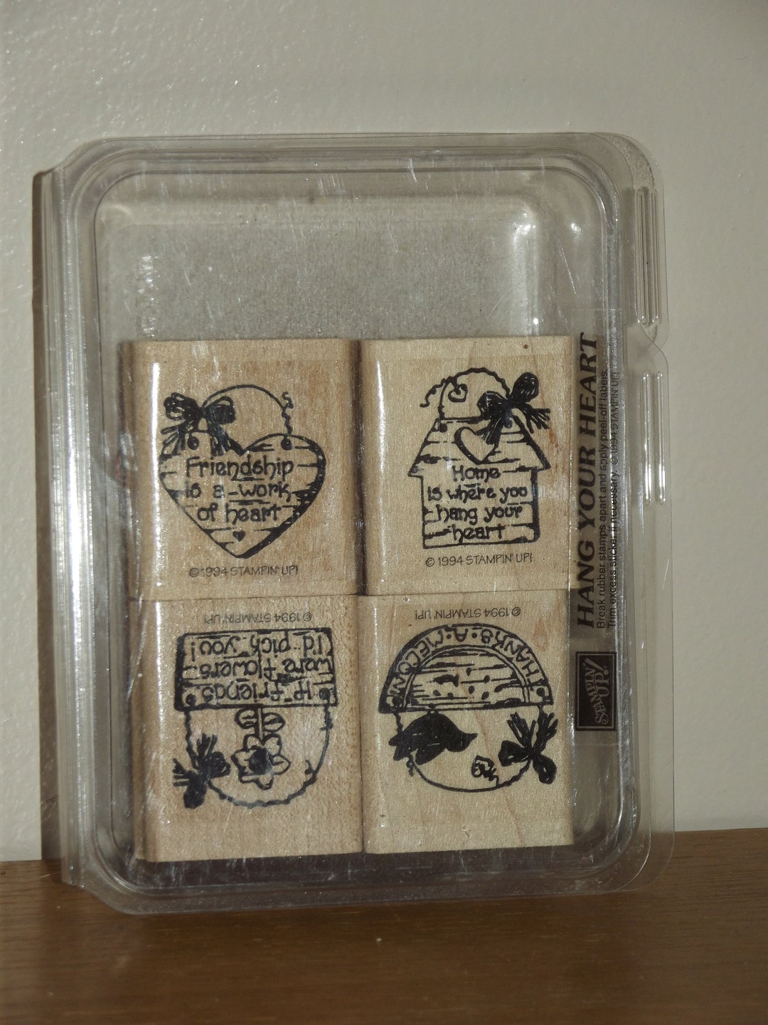 Stampin up Hang Your Heart Set of 4 Wood Mounted Rubber Stamps B36 - Etsy