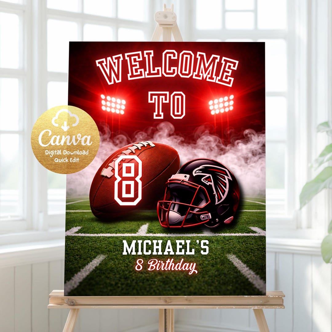 Football Welcome Sign Sports Theme Style Party Welcome Sign, Editable ...