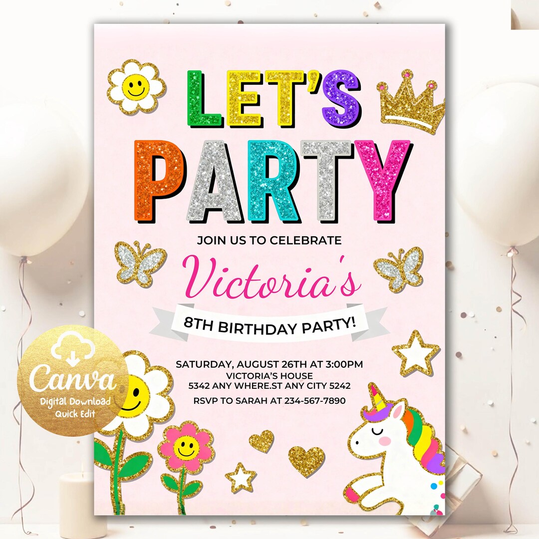 Patch Letter Invitation, Girl Birthday Invitation, Varsity Patch Party ...