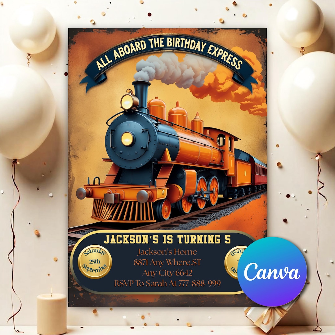 Train Birthday Party Invitation, Train Invitation, Toy Train Invitation ...