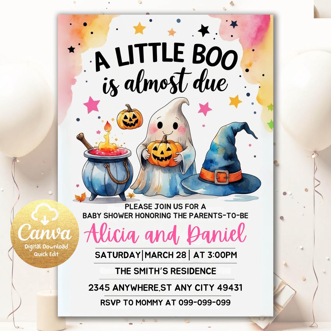Ghost Halloween Baby Shower Invitation, Girl Halloween Baby Shower ...