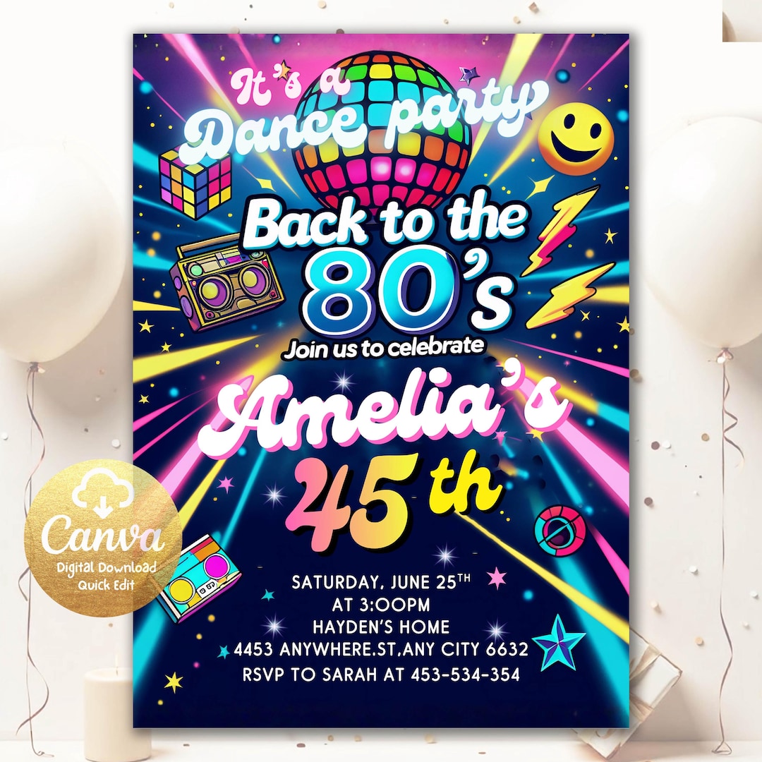 80s Party Invitation, Throwback Party, House Party, Back to the 80s ...