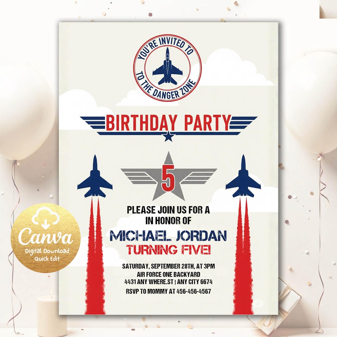 Fighter Pilot Birthday Invitation, Fighter Jet Pilot Invitation, Jet ...