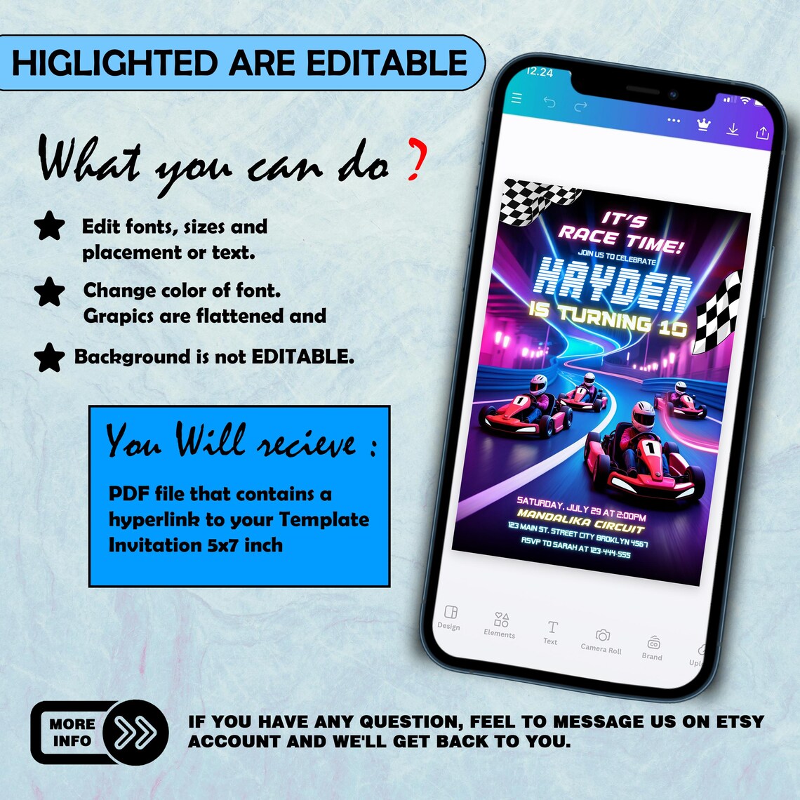 Go Kart Birthday Party Invitation, Go Karting Racing Invitation ...