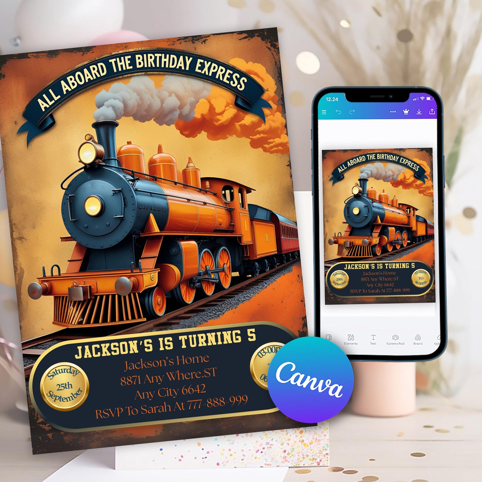 Train Birthday Party Invitation, Train Invitation, Toy Train Invitation ...