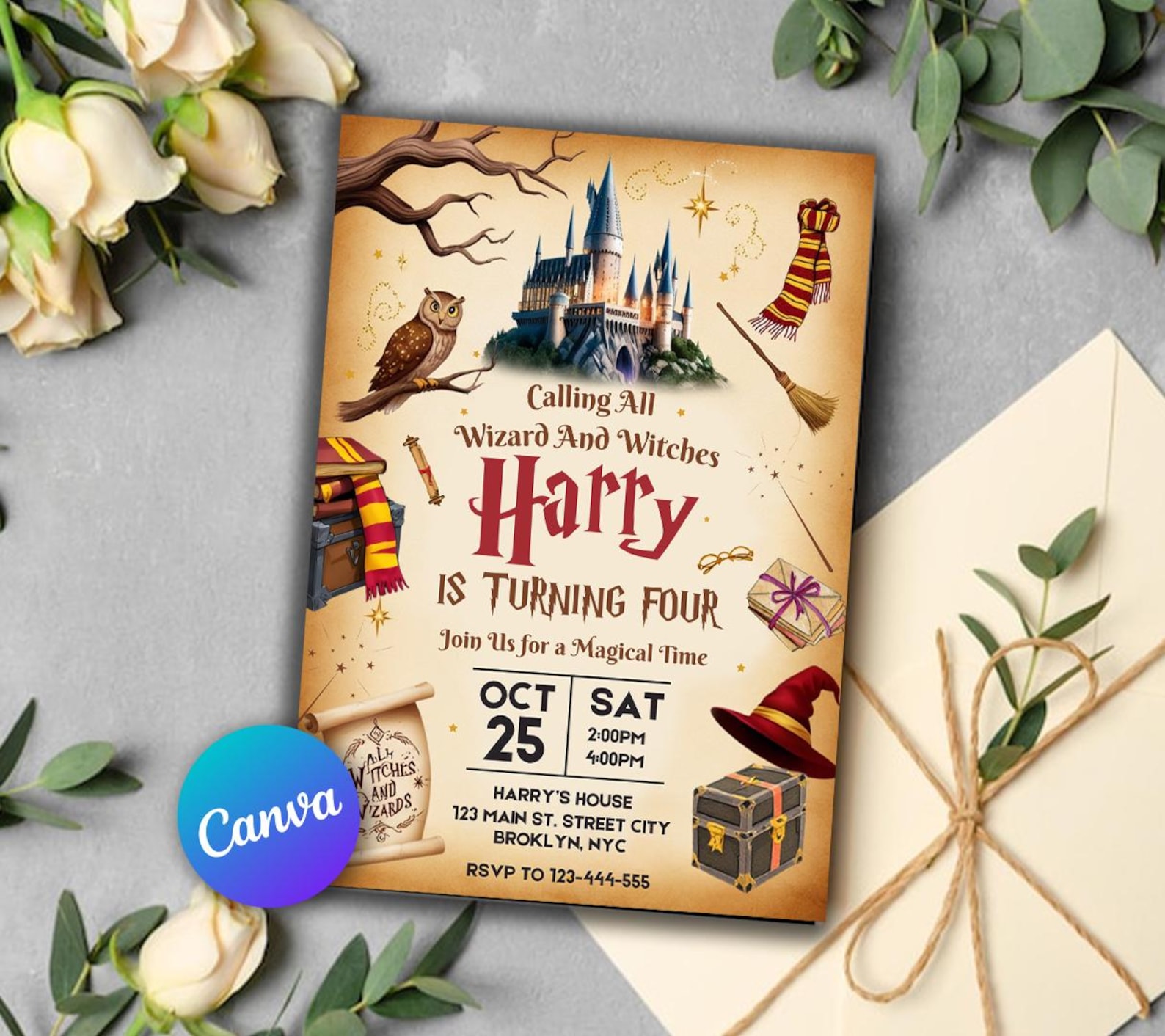 Wizards Witches Birthday Invitation Magical Birthday Invite Editable ...