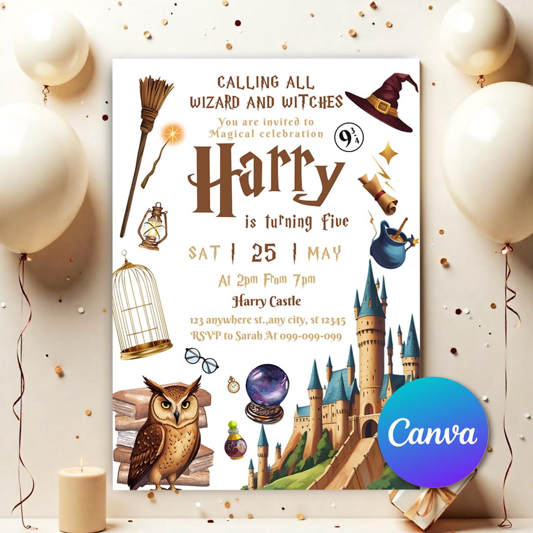 Magical Birthday Invitation, Wizards Witches Birthday Invitation ...