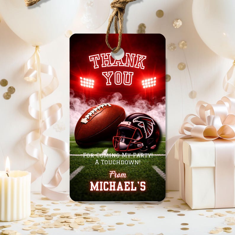 Football Birthday Thank You Tags, Sports Theme Style Party Favor Tags ...
