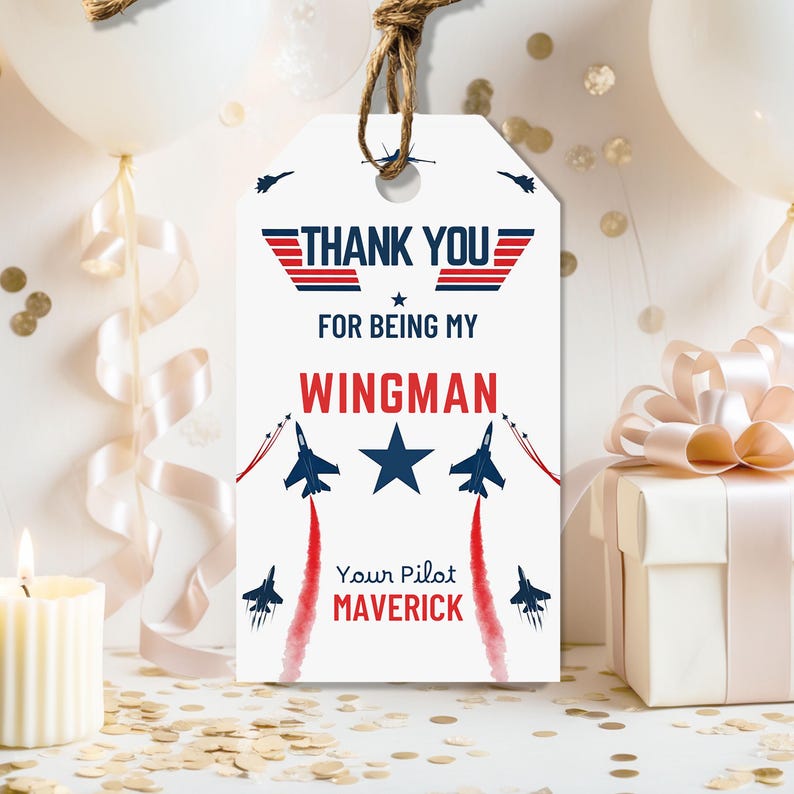 Fighter Pilot Birthday Thank You Gift Tag, Fighter Jet Gift Tags ...