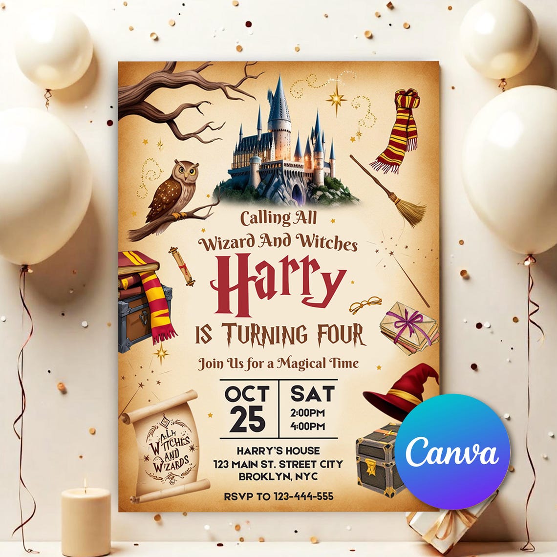 Wizards Witches Birthday Invitation Magical Birthday Invite Editable ...