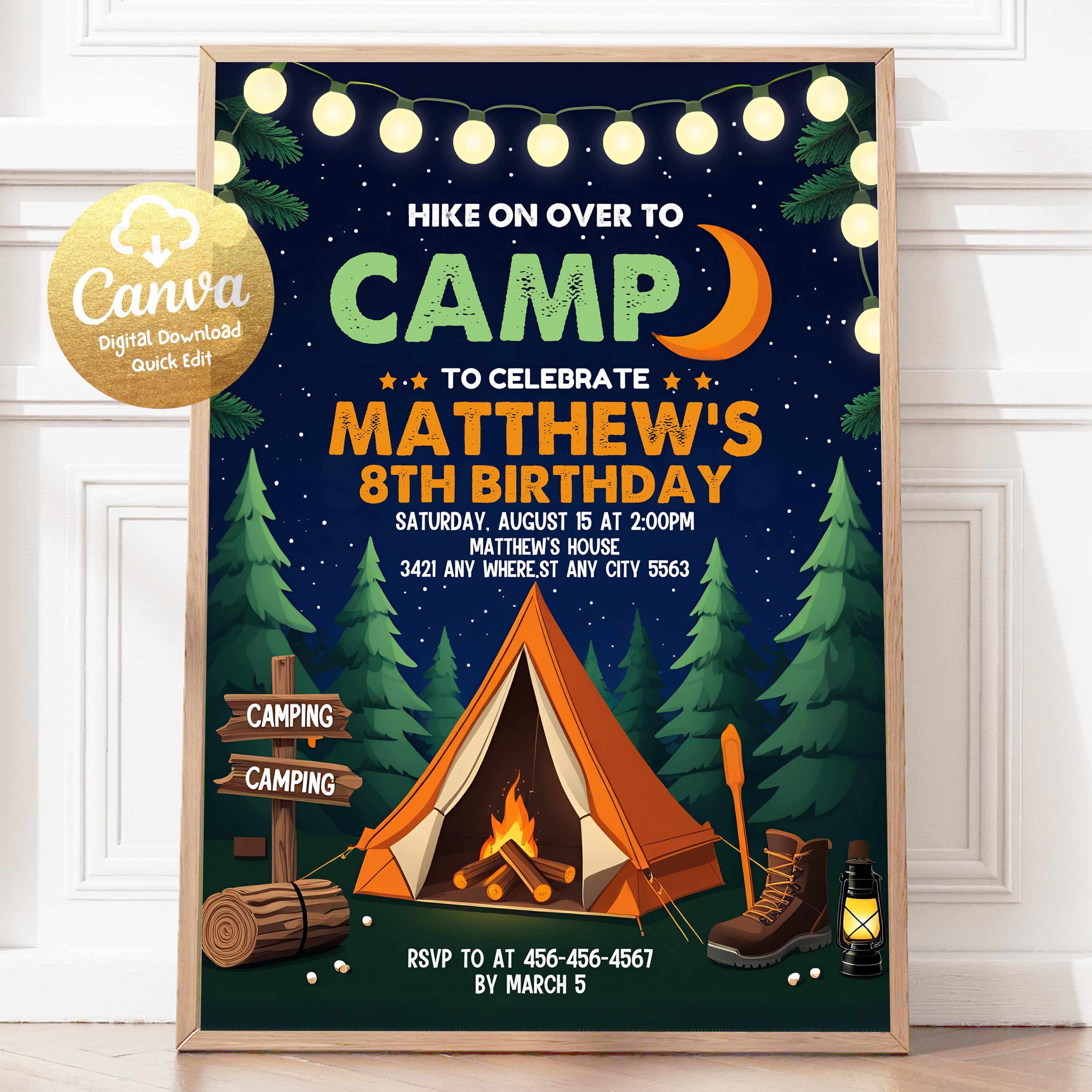 Camping Birthday Invitation, the Stars Boy Campout Smores Party ...
