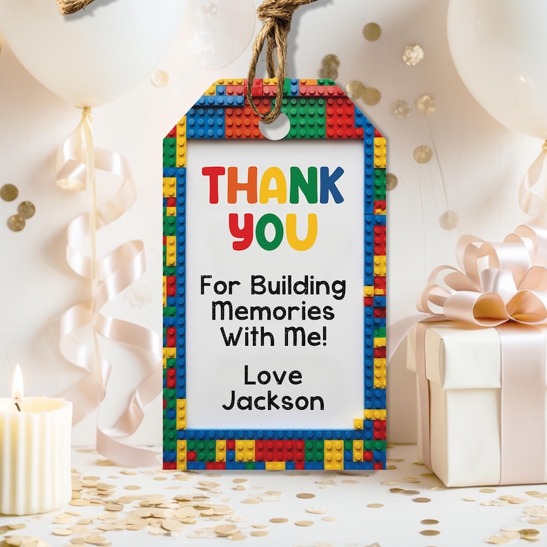 Building Blocks Birthday Party Favor Tag Digital Template, Toy Blocks ...