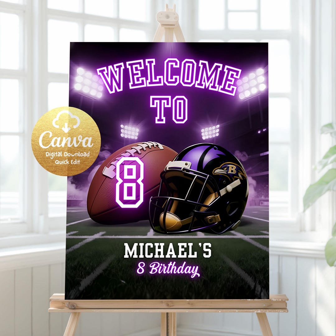 Football Welcome Sign, Sports Theme Style Party Welcome Sign, Editable ...