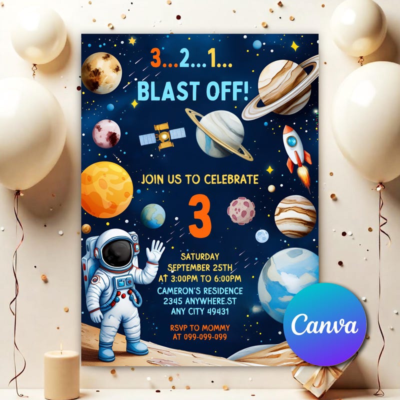 Planets Invitation - Etsy