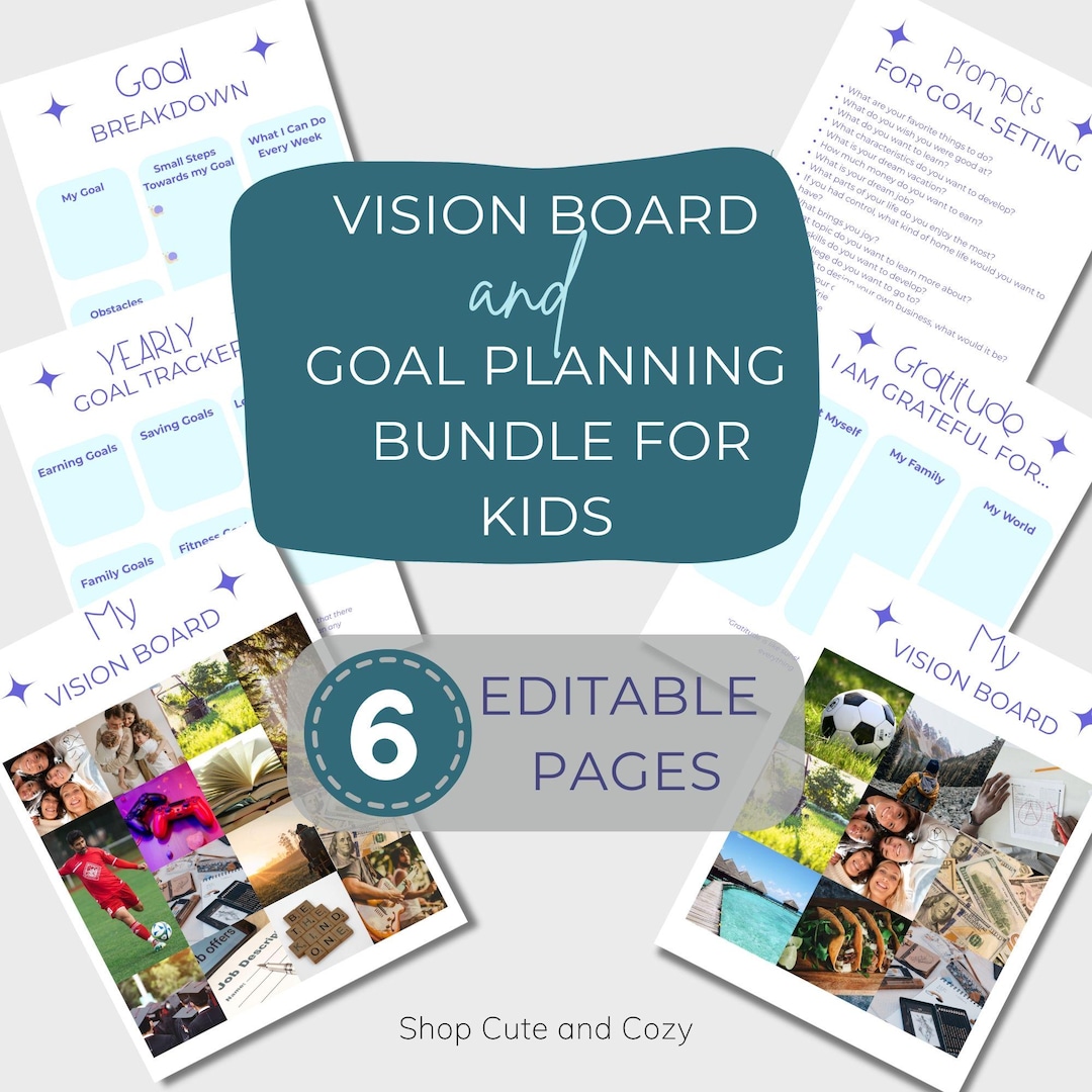 Kids Vision Board Pintable Goal Setting Template Manifestation of Goals ...