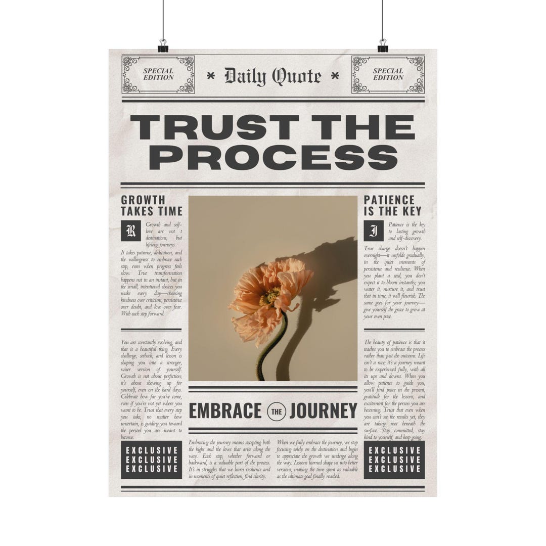 Motivational Office Poster, Vintage Newspaper Inspired, Growth ...