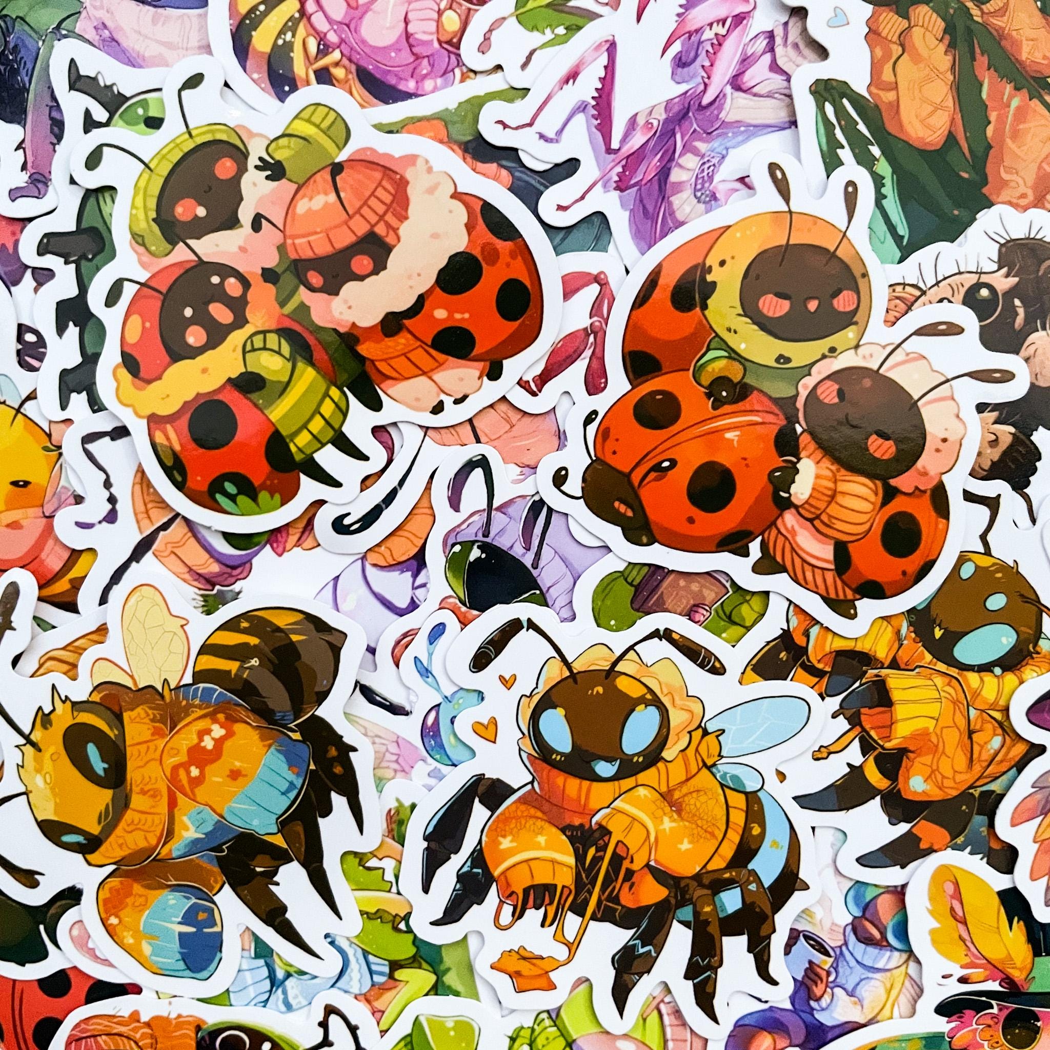 50 Random Cartoon Insect Stickers, Cute Bug Stickers, Cozy Animal ...