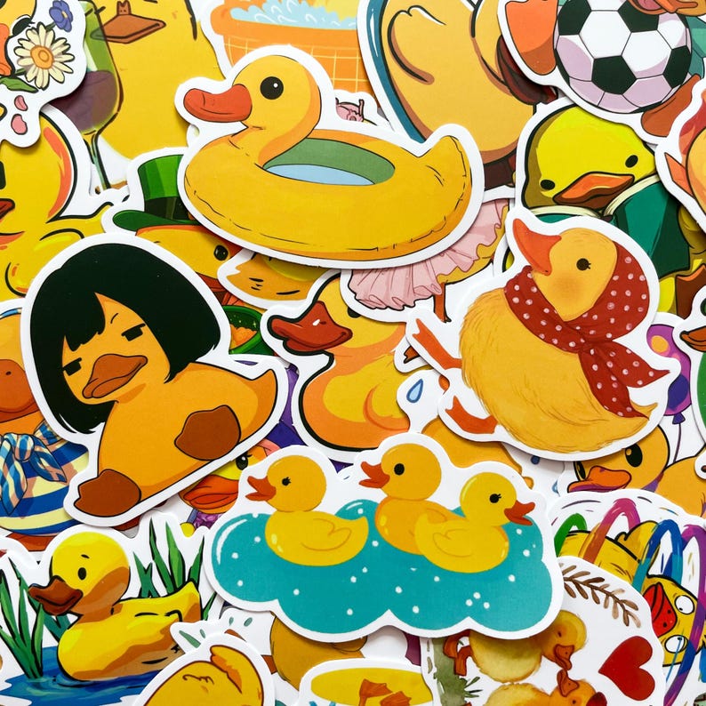 50 Random Cartoon Duck Stickers, Cute Yellow Duck Stickers for Kids ...