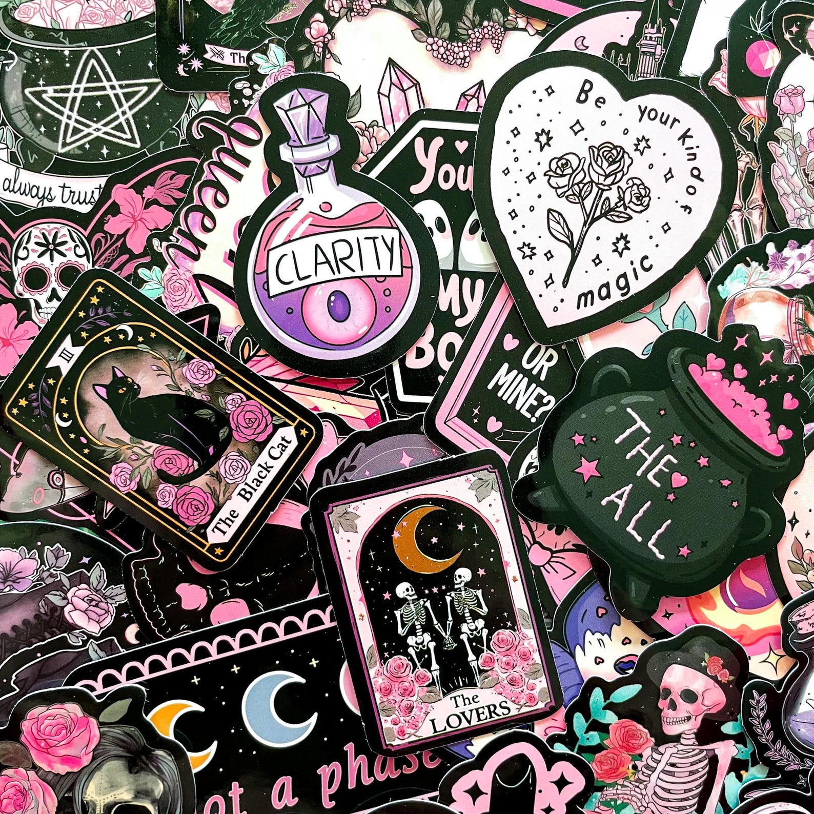50 Random Goth Aesthetic Stickers, Pastel Witchcore Stickers, Skull and ...