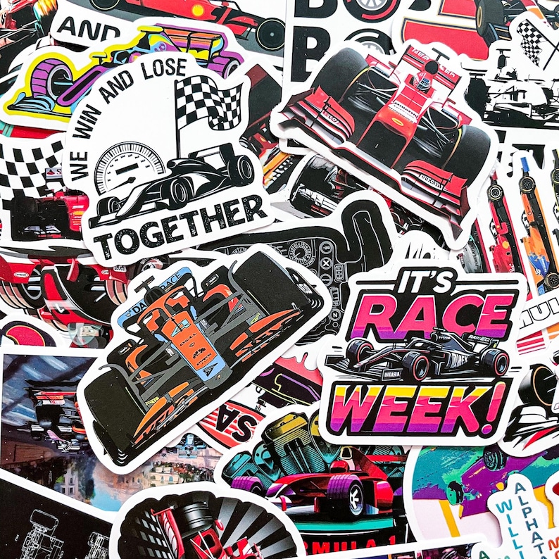 50 Random Formula 1 Stickers, Race Car Stickers, Racing Stickers Pack ...