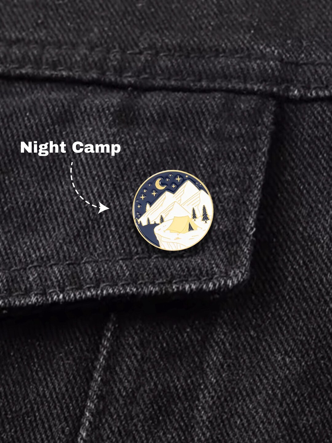 Night Camp Enamel Pin – Cute Camping Pins, Funny Travel Pins, Outdoor ...