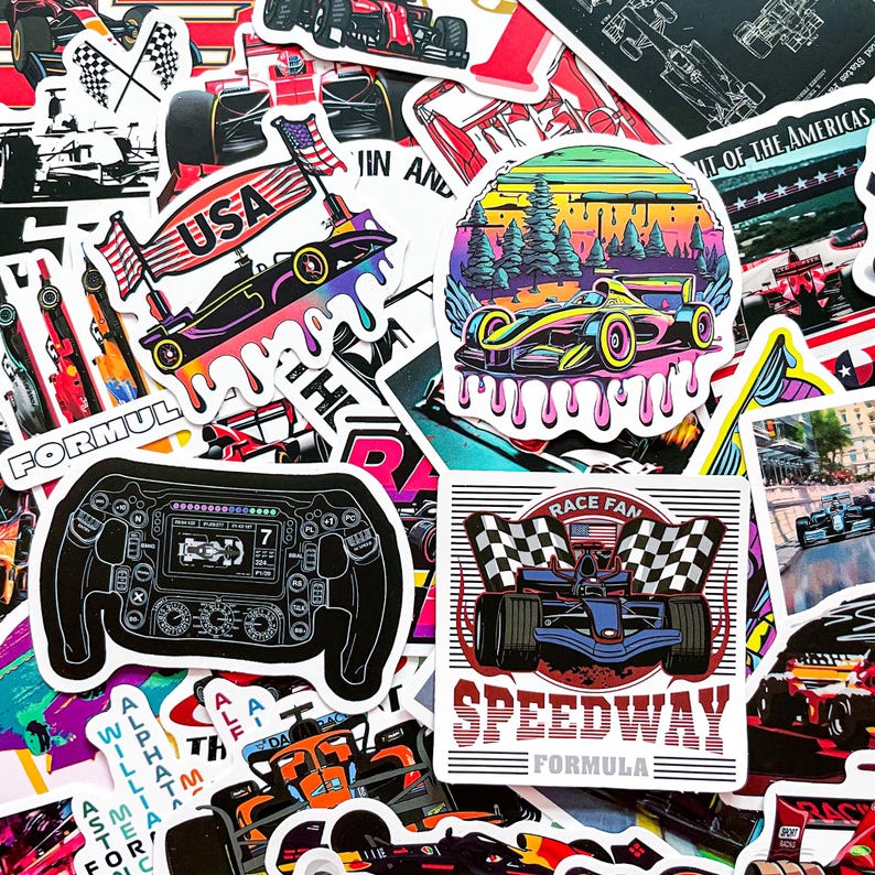 50 Random Formula 1 Stickers, Race Car Stickers, Racing Stickers Pack ...