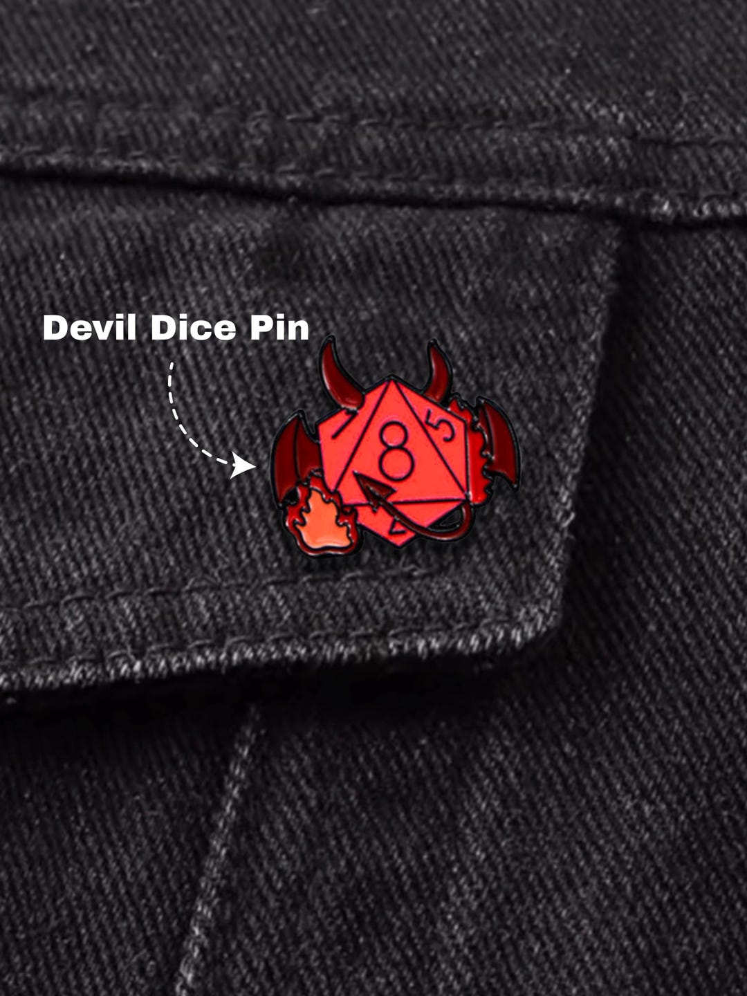 Devil Dice Enamel Pin – Red D20 Dice Pins With Devil Horns, Funny RPG ...