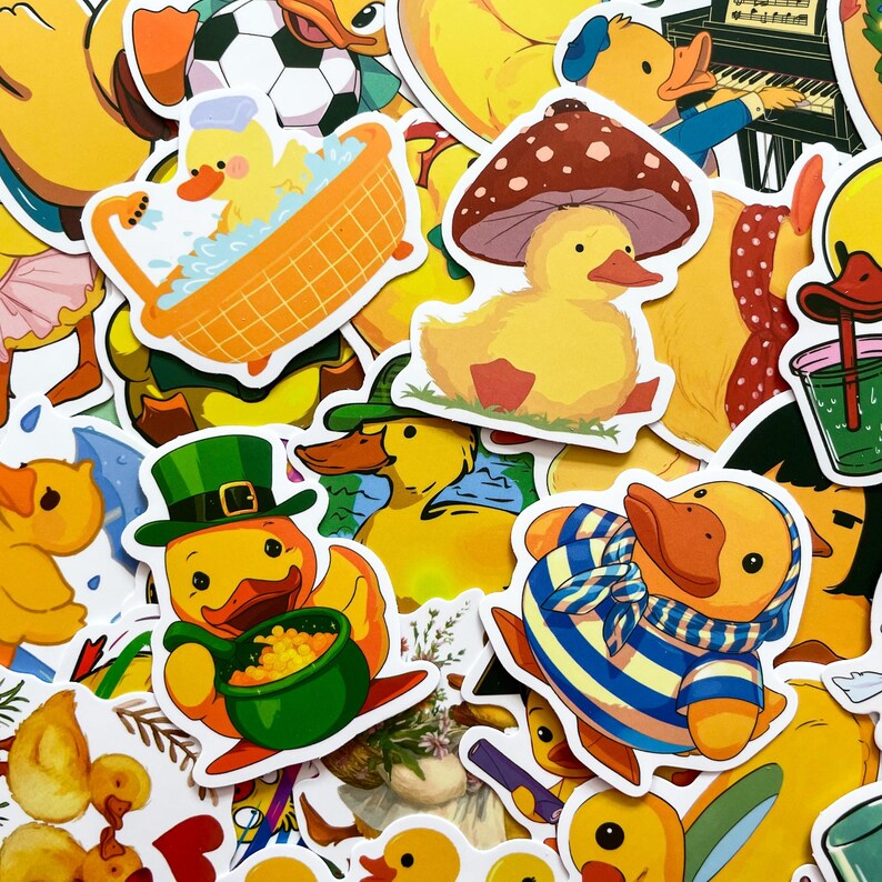 50 Random Cartoon Duck Stickers, Cute Yellow Duck Stickers for Kids ...
