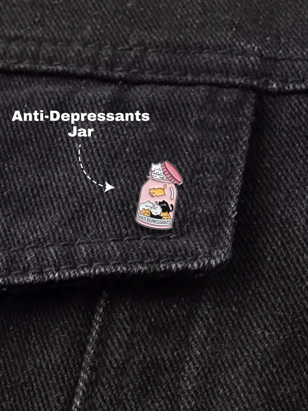 Anti-depressants Jar Enamel Pins - Funny Cat Pins for Bags, Meme ...