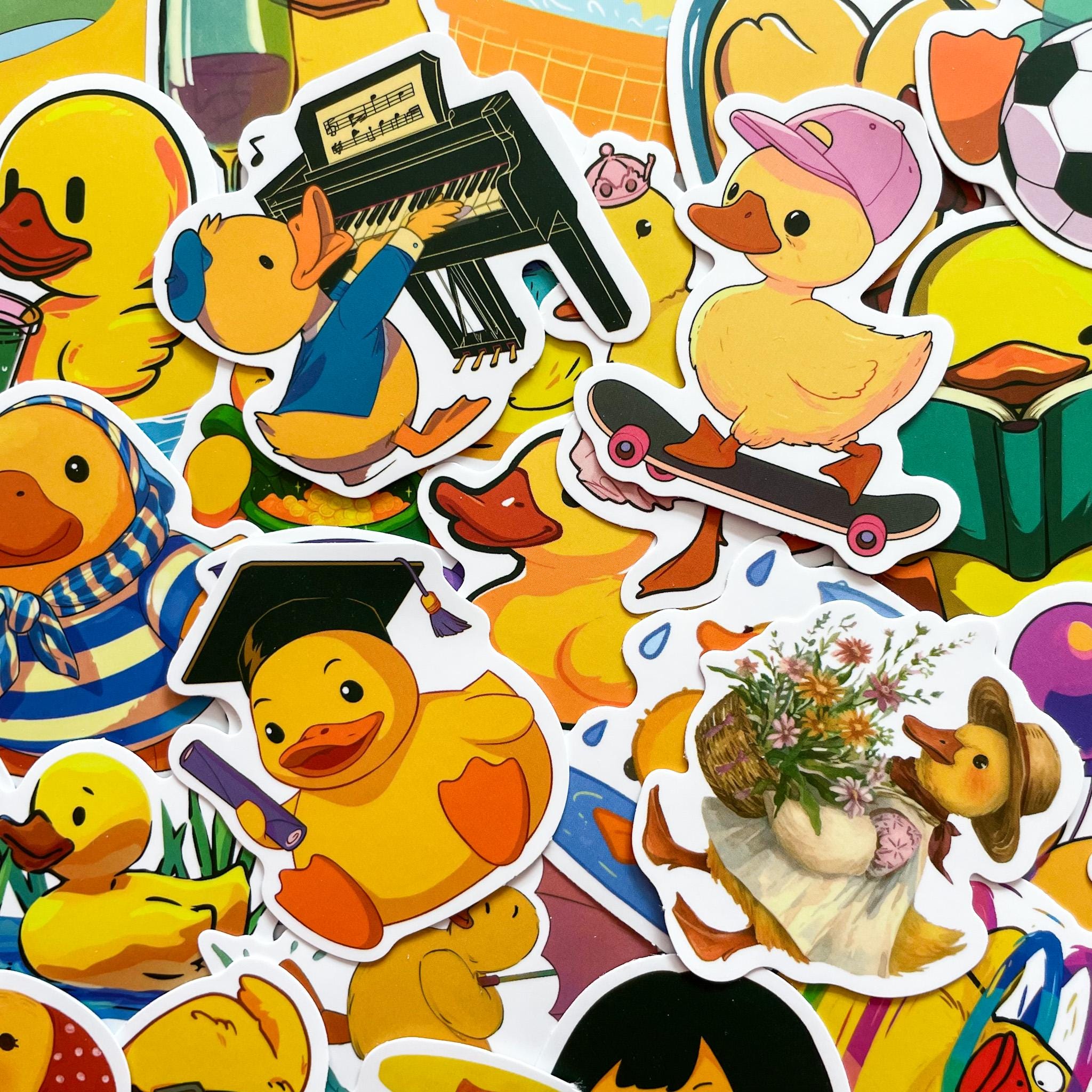 50 Random Cartoon Duck Stickers, Cute Yellow Duck Stickers for Kids ...