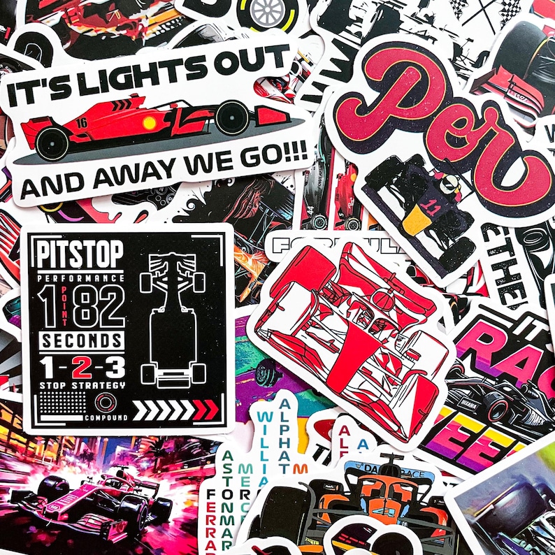 50 Random Formula 1 Stickers, Race Car Stickers, Racing Stickers Pack ...