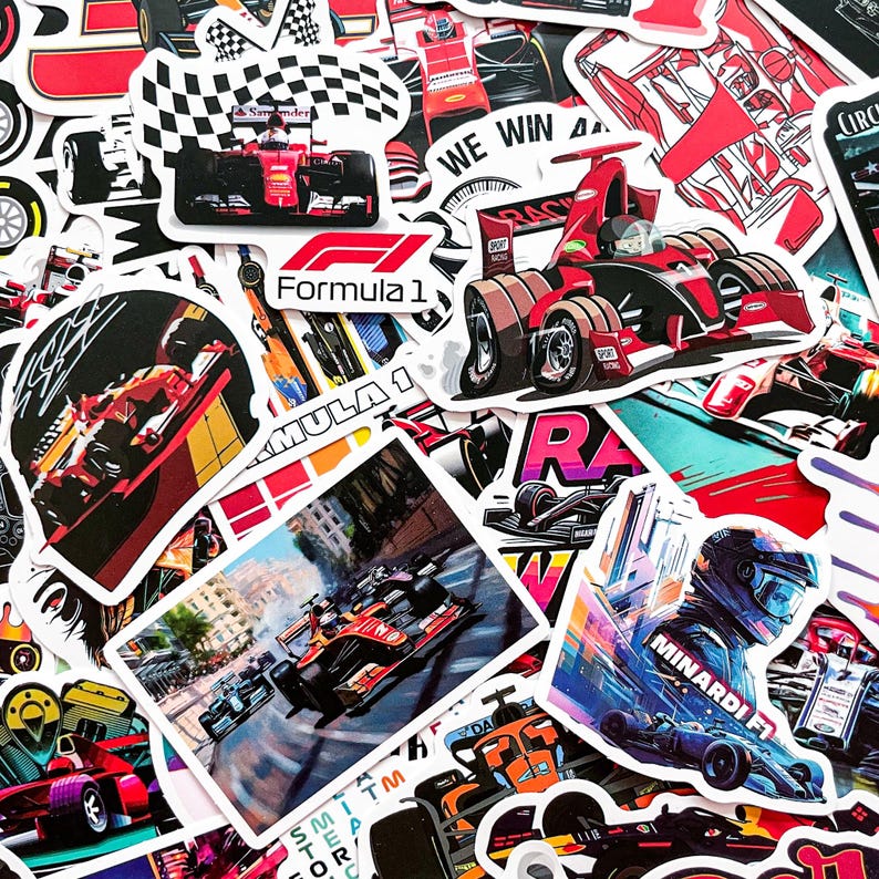 50 Random Formula 1 Stickers, Race Car Stickers, Racing Stickers Pack ...